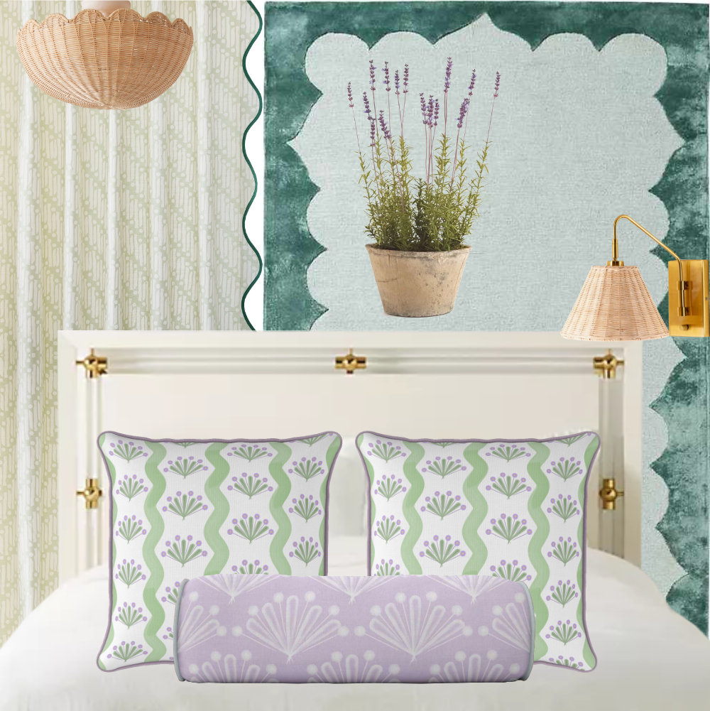 MODERN GREEN & LILAC BEDROOM SOFT FURNISHING – Inside Cielle Home