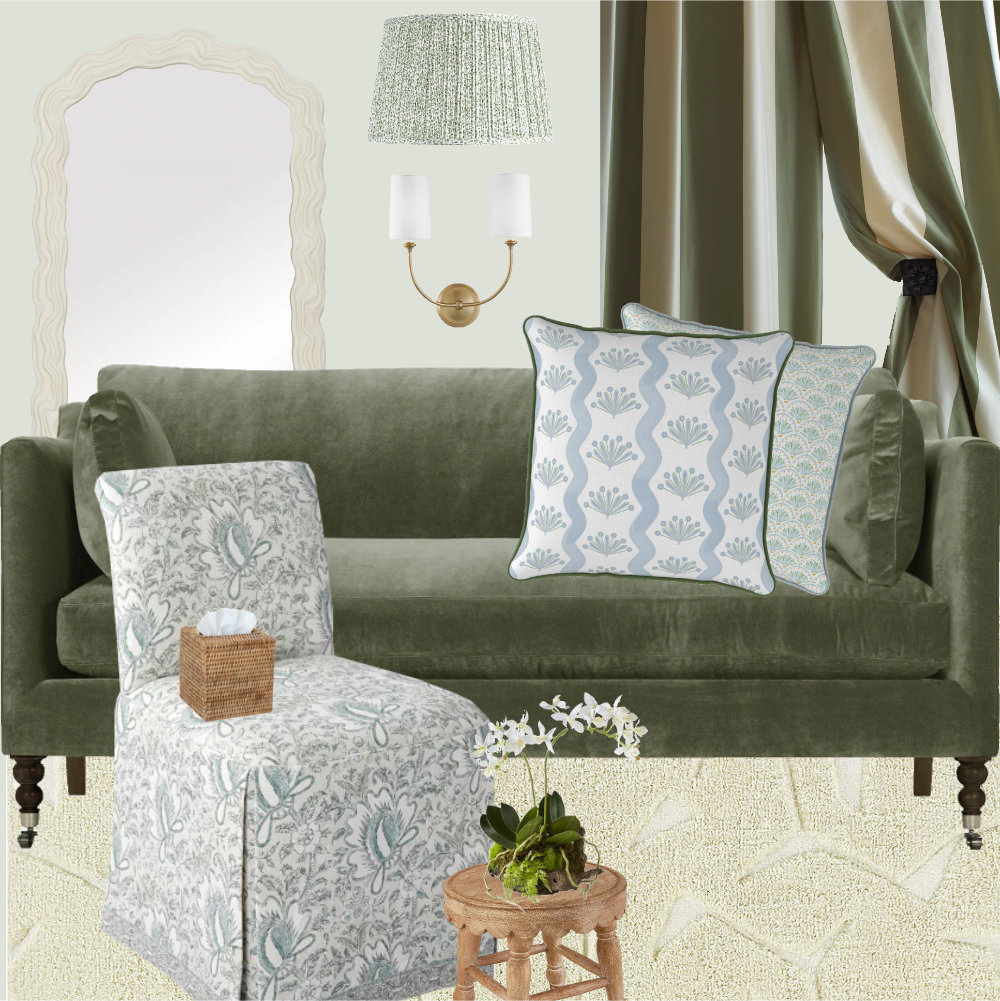 OLIVE GREEN TONED SITTING ROOM ELEGANCE – Inside Cielle Home